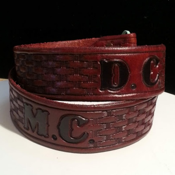 Vintage | Accessories | Vintage Hand Tooled Dc Ramblers Mc Leather Belt ...
